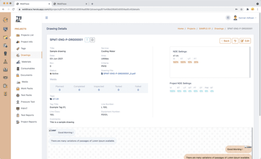 Welding project software - WeldTrace